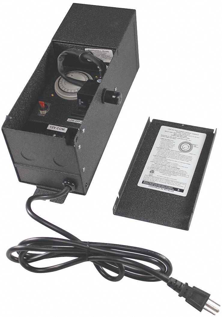 Transformer with Timer, 150 Max. Wattage, Gray, Steel, 120V AC Input ...