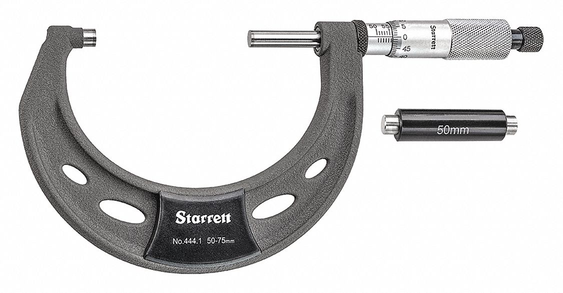 STARRETT, 50 mm to 75 mm, Metric, Mechanical Outside Micrometer ...