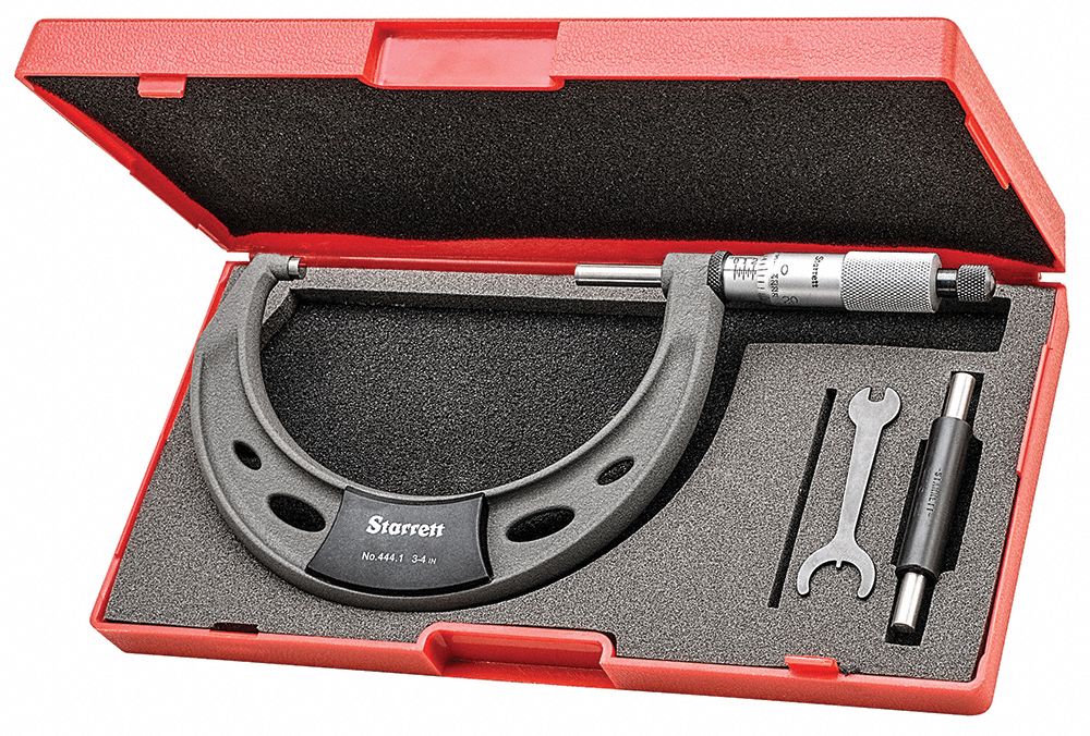 STARRETT Mechanical Outside Micrometer: Inch, 3 in to 4 in Range, +/-0. ...