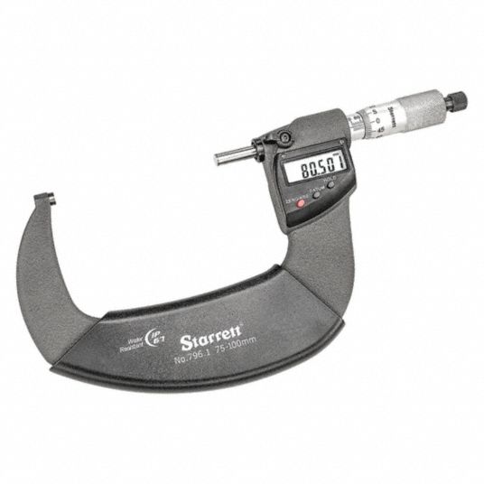 STARRETT, 75 mm to 100 mm, Metric, IP67 Digital Outside Micrometer ...