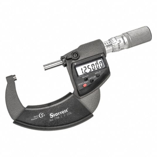 STARRETT, 1 in to 2 in, Inch, IP67 Digital Outside Micrometer - 53VD16 ...