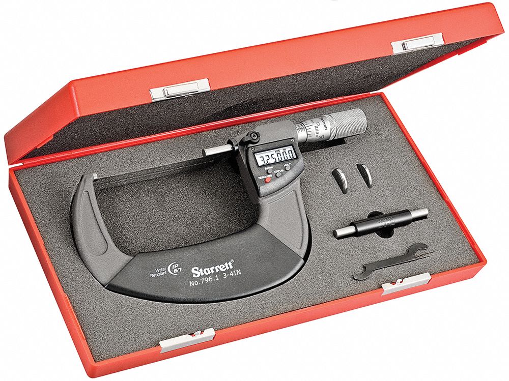 STARRETT IP67 Digital Outside Micrometer: 3 in to 4 in/75 to 100 mm ...