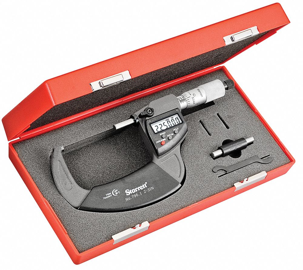 STARRETT IP67 Digital Outside Micrometer: 2 in to 3 in/50 to 75 mm ...