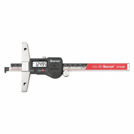 STARRETT, 0 in to 6 in /0 mm to 150 mm, IP67, Blade-Style Digital Depth ...