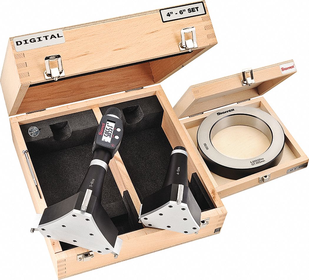 STARRETT, 4 in to 6 in /100 mm to 150 mm, IP65, Digital 3-Point Inside ...