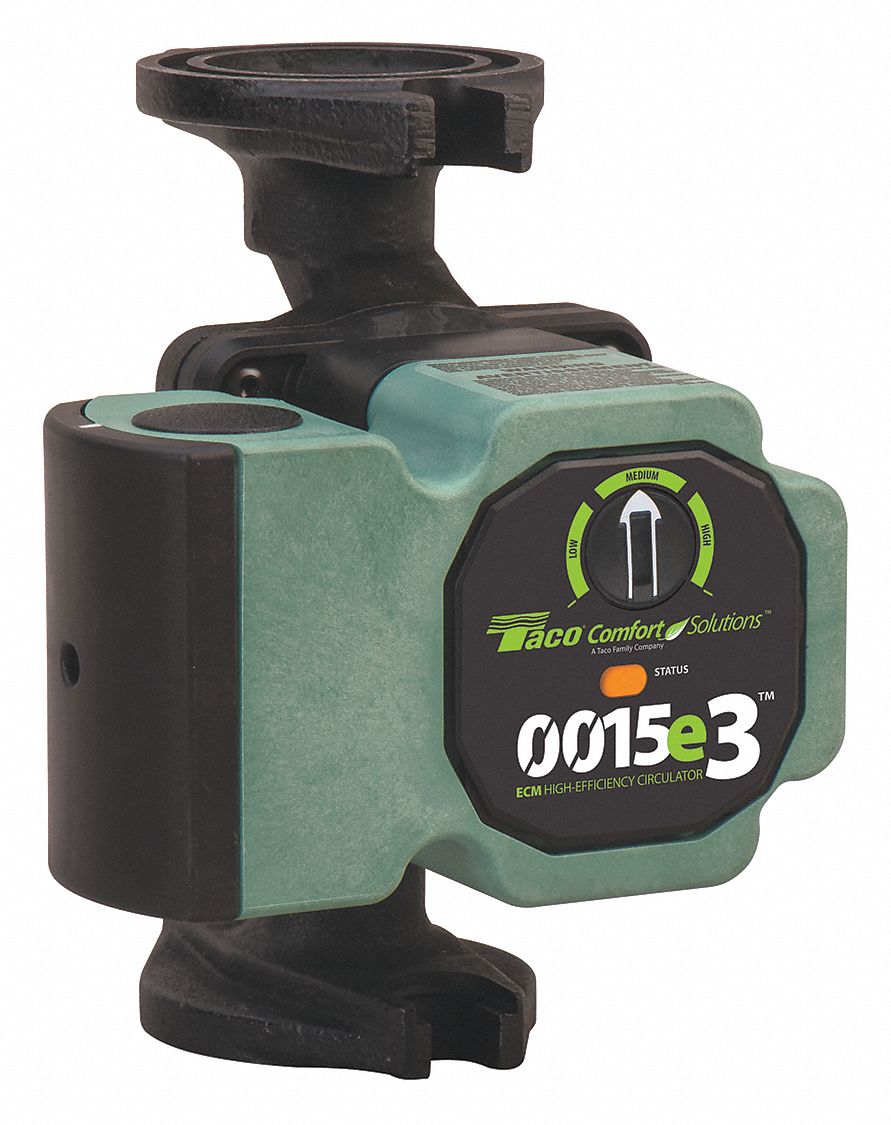 TACO Hydronic Circulating Pump: Energy Efficient, Taco, Flanged, 1/25 HP, 18 ft Max. Head ...