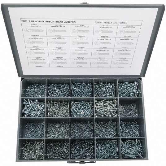Steel, Zinc-Plated, Tapping Screw Assortment - 53WP98|CPS1PJD4GR - Grainger