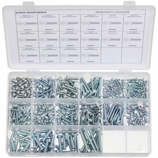 Round, Phillips, Machine Screw Assortment - 53WR23|CPS1ZA39GR - Grainger