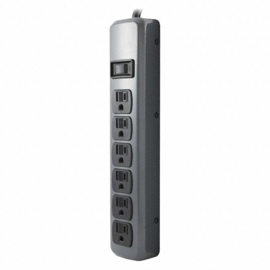 POWER FIRST Outlet Strip: 6 Outlets, 6 ft Cord Lg, 15 A Max. Amps ...