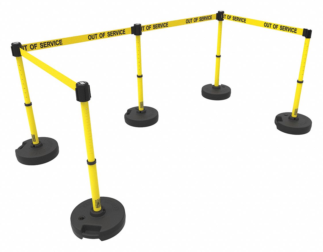 BANNER STAKES, Yellow, 15 ft Belt Lg, Barrier Post with Belt - 53XW30 ...