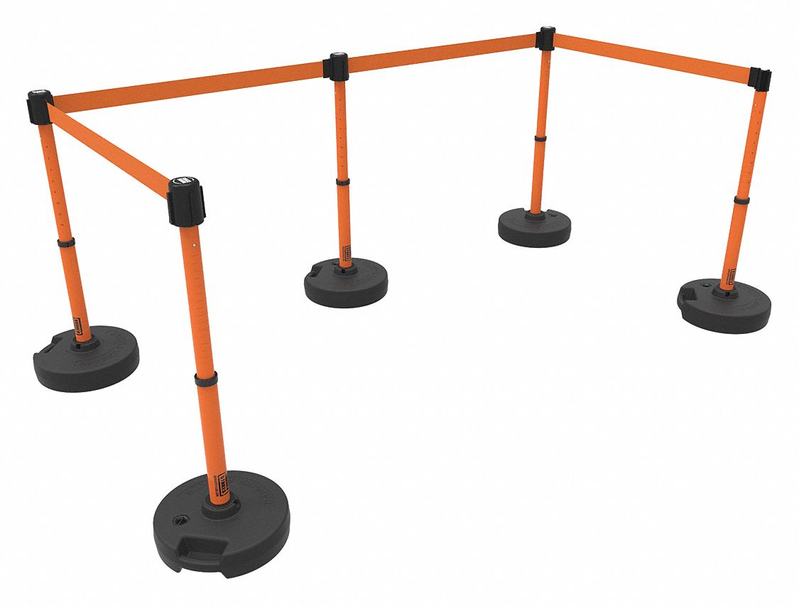 BANNER STAKES, Orange, 15 ft Belt Lg, Barrier Post with Belt - 53XW44 ...