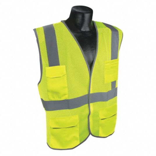 CONDOR High-Visibility Vest: ANSI Class 2, U, S/M, Lime, Mesh Polyester ...