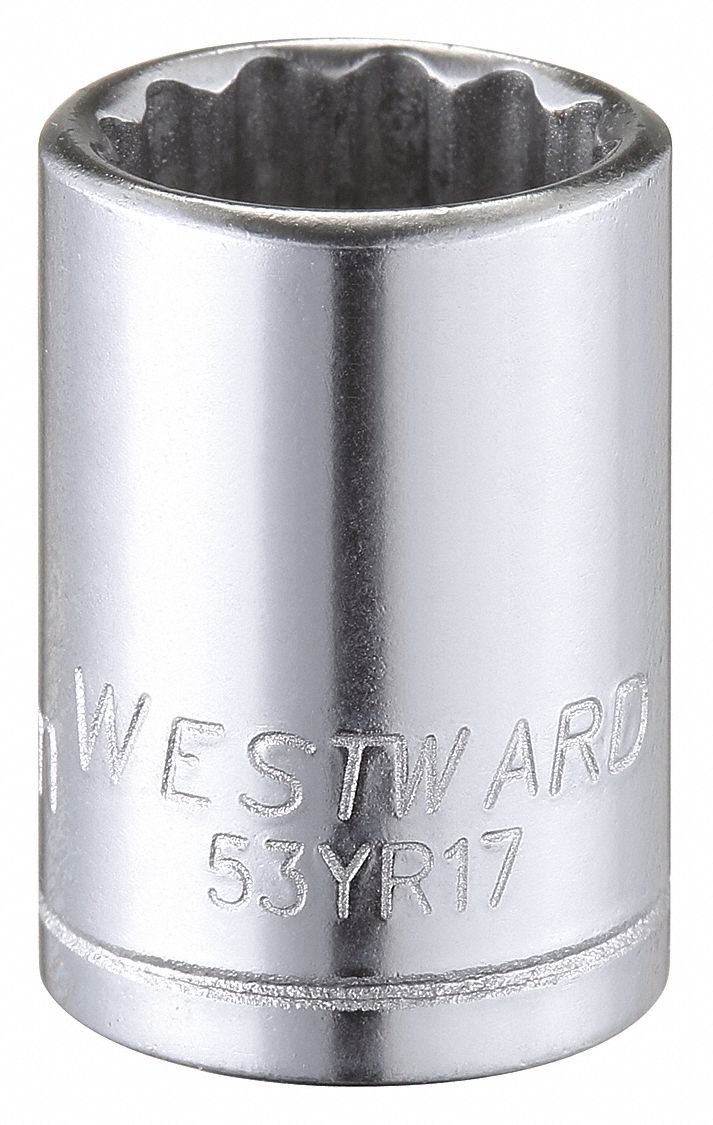 WESTWARD Socket, 1/4 in Drive Size, 11 mm Socket Size, 12-Point, Alloy ...