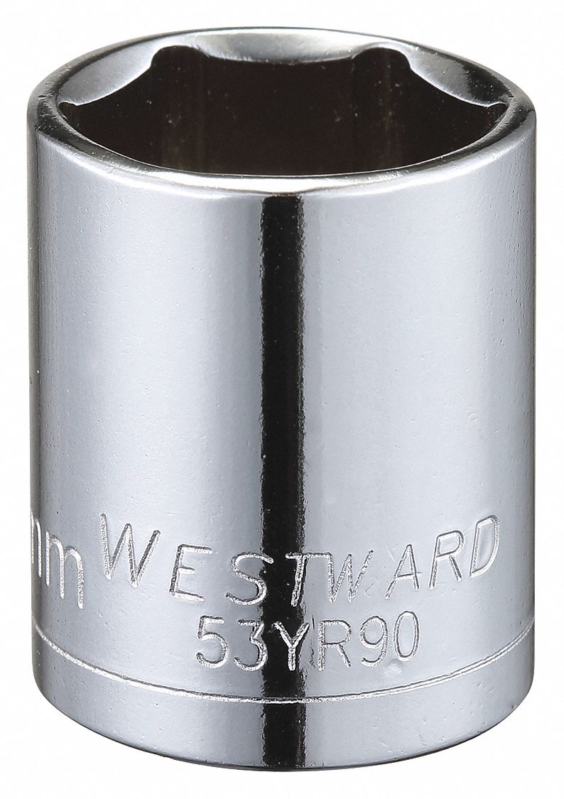 WESTWARD Socket, 3/8 in Drive Size, 18 mm Socket Size, 6-Point, Alloy ...