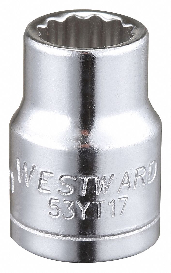 WESTWARD Socket: 3/8 in Drive Size, 9 mm Socket Size, 12-Point, Std ...