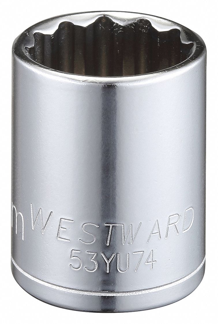 WESTWARD Socket: 1/2 in Drive Size, 23 mm Socket Size, 12-Point, Std ...