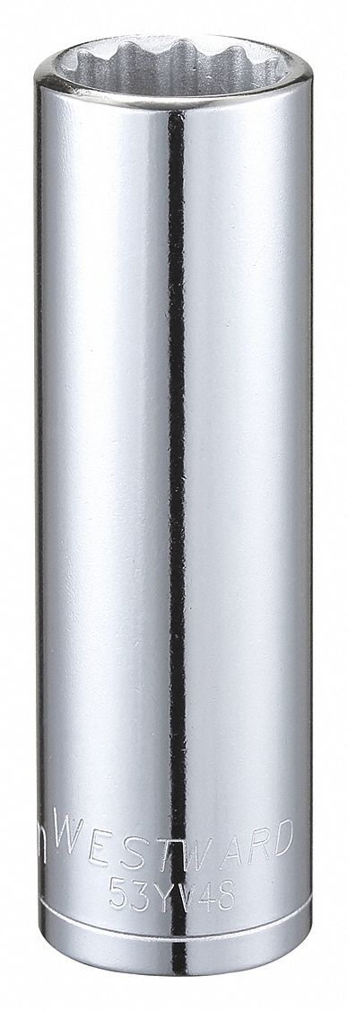 WESTWARD Socket: 1/2 in Drive Size, 18 mm Socket Size, 12-Point, Deep ...