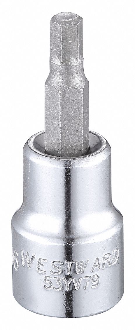 WESTWARD Dado con Punta Hexagonal, Impulsor 3/8", Tamaño de la Punta 3/ ...