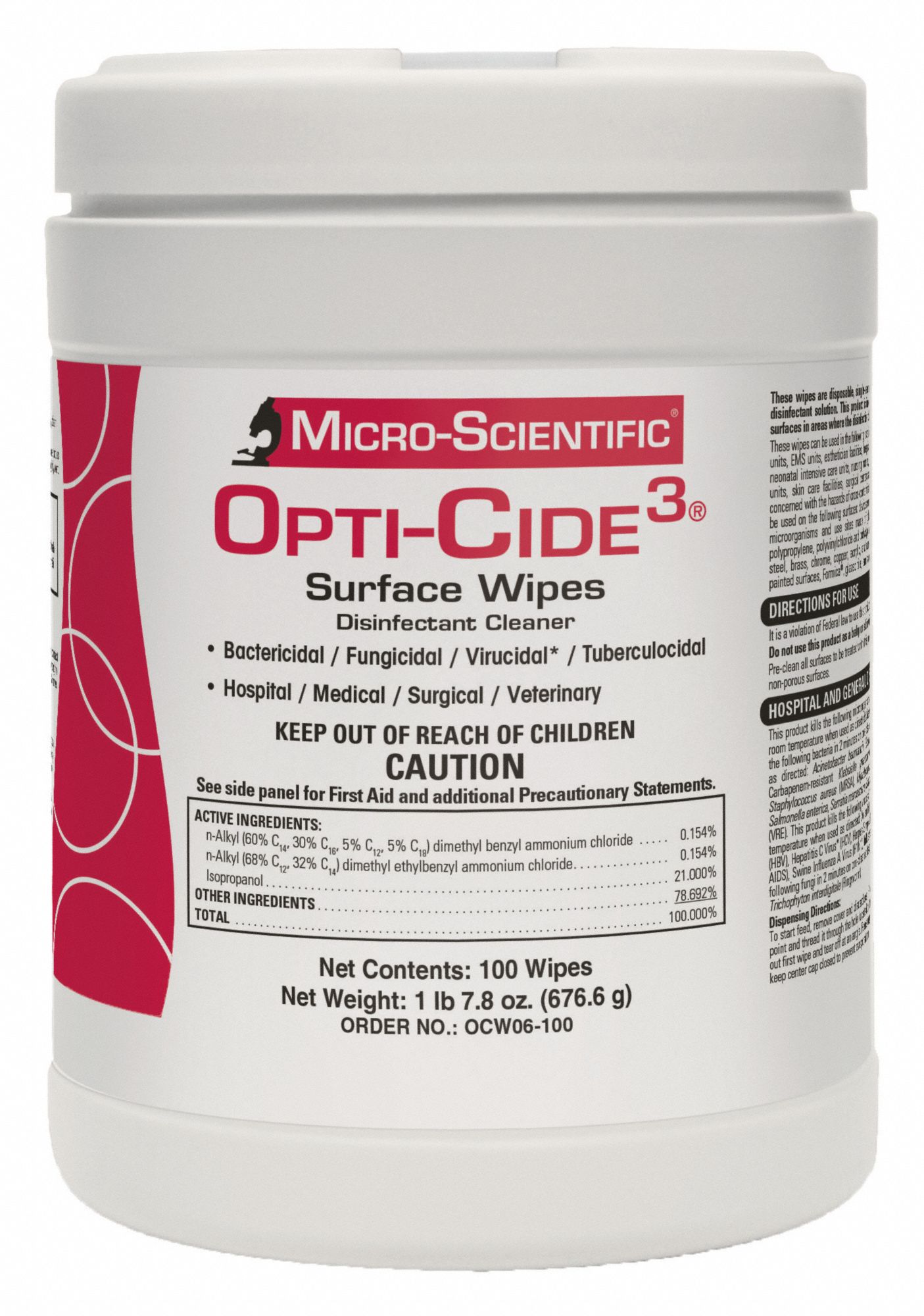 MICRO-SCIENTIFIC, Canister, Ready to Use, Disinfecting Wipes - 53YZ82 ...