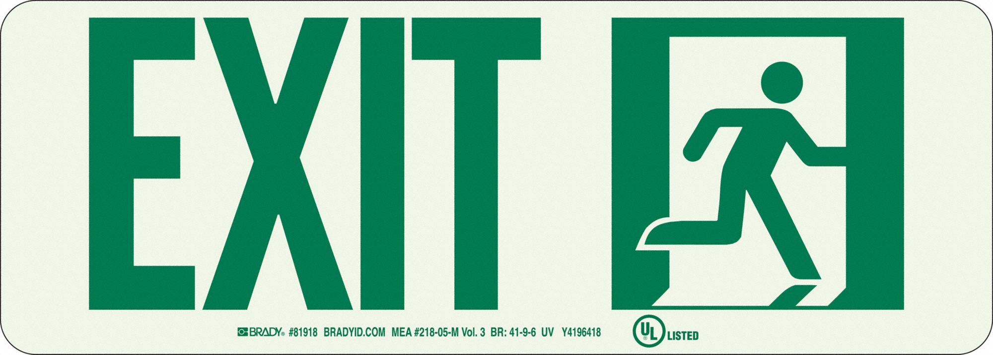 Exit Sign,5X14",GRN/WHT,Exit,ENG,SURF - Grainger