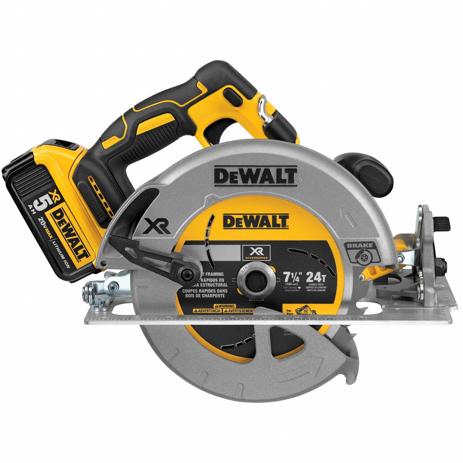 DEWALT Circular Saw Kit: 7 1/4 in Blade Dia., Right, 2 9/16 in Max ...