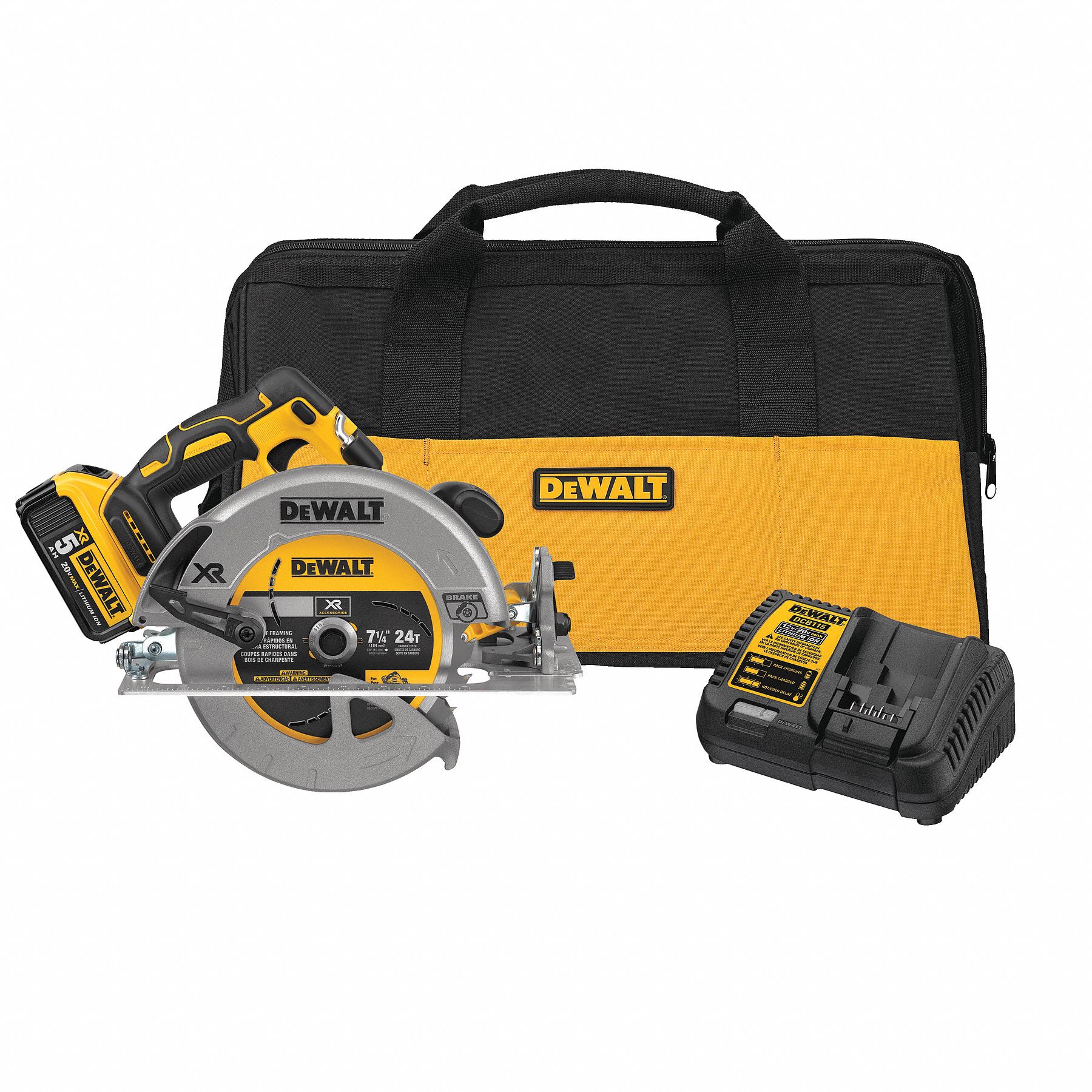 DEWALT, 7 1/4 in Blade Dia., Right, Circular Saw Kit - 54DD21|DCS570P1 ...