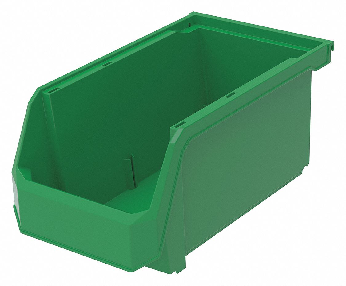 8 1/4 in x 14 3/4 in x 7 in, Green, Hang and Stack Bin - 54DE69 ...