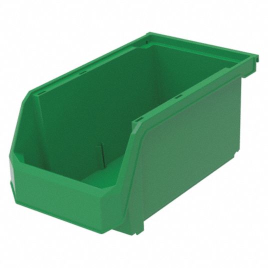 8 1/4 in x 14 3/4 in x 7 in, Green, Hang and Stack Bin - 54DE69 ...