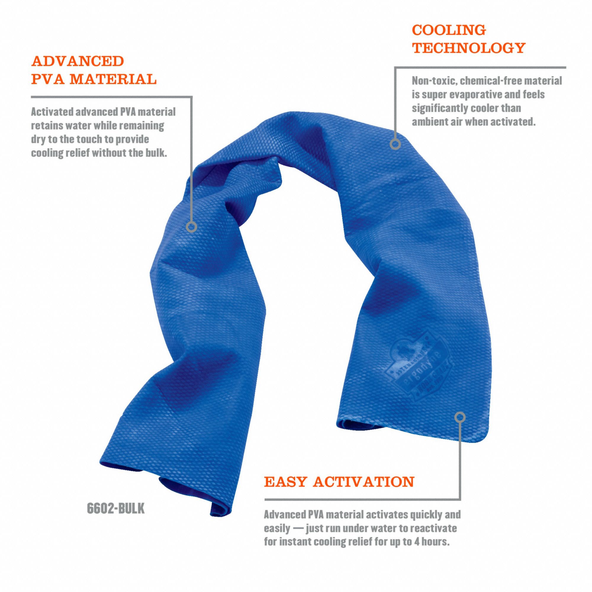 CHILL-ITS BY ERGODYNE Evaporative Cooling Towel, Blue, PK50 - 54DF05 ...