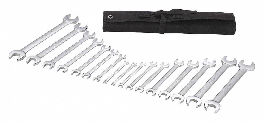WESTWARD, Alloy Steel, Satin, Open End Wrench Set - 54DG07|54DG07 ...