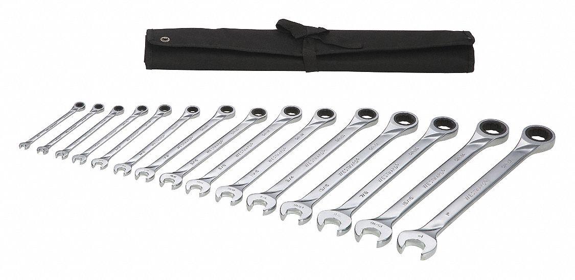 WESTWARD, Alloy Steel, Chrome, Combination Wrench Set - 54DG26|54DG26 ...