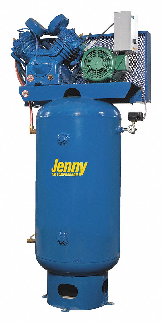 JENNY, 7.5 hp, 2 Stage, Electric Air Compressor - 54DJ09|U75B-80V-230/1 ...