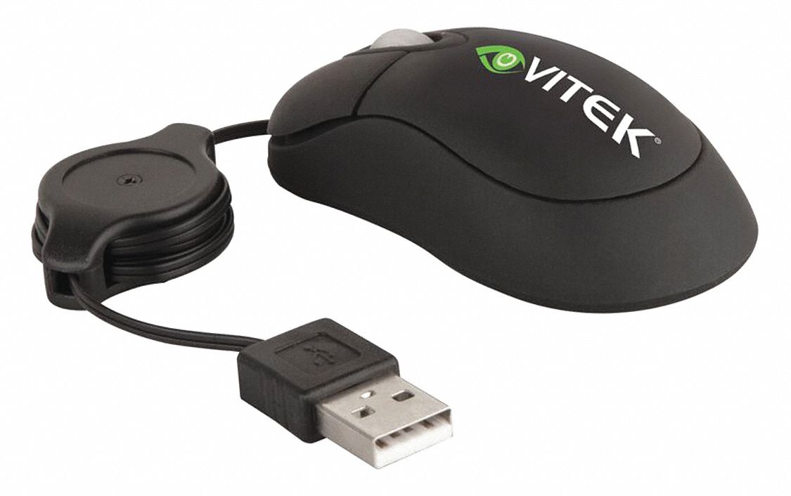 VITEK Mouse: Corded, Laser, 3 Buttons, Black, USB - 54DK27|VT-USB-MOUSE ...