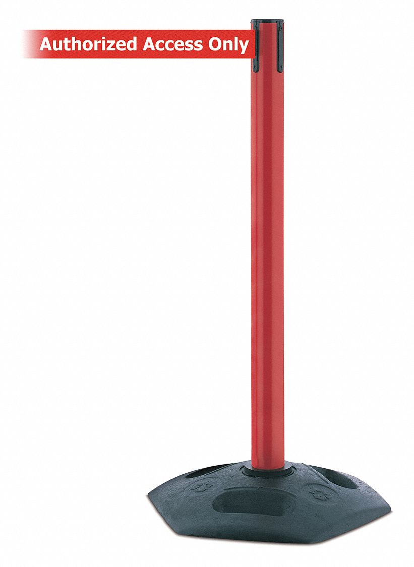TENSABARRIER, Red, Authorized Access Only, Barrier Post with Belt ...