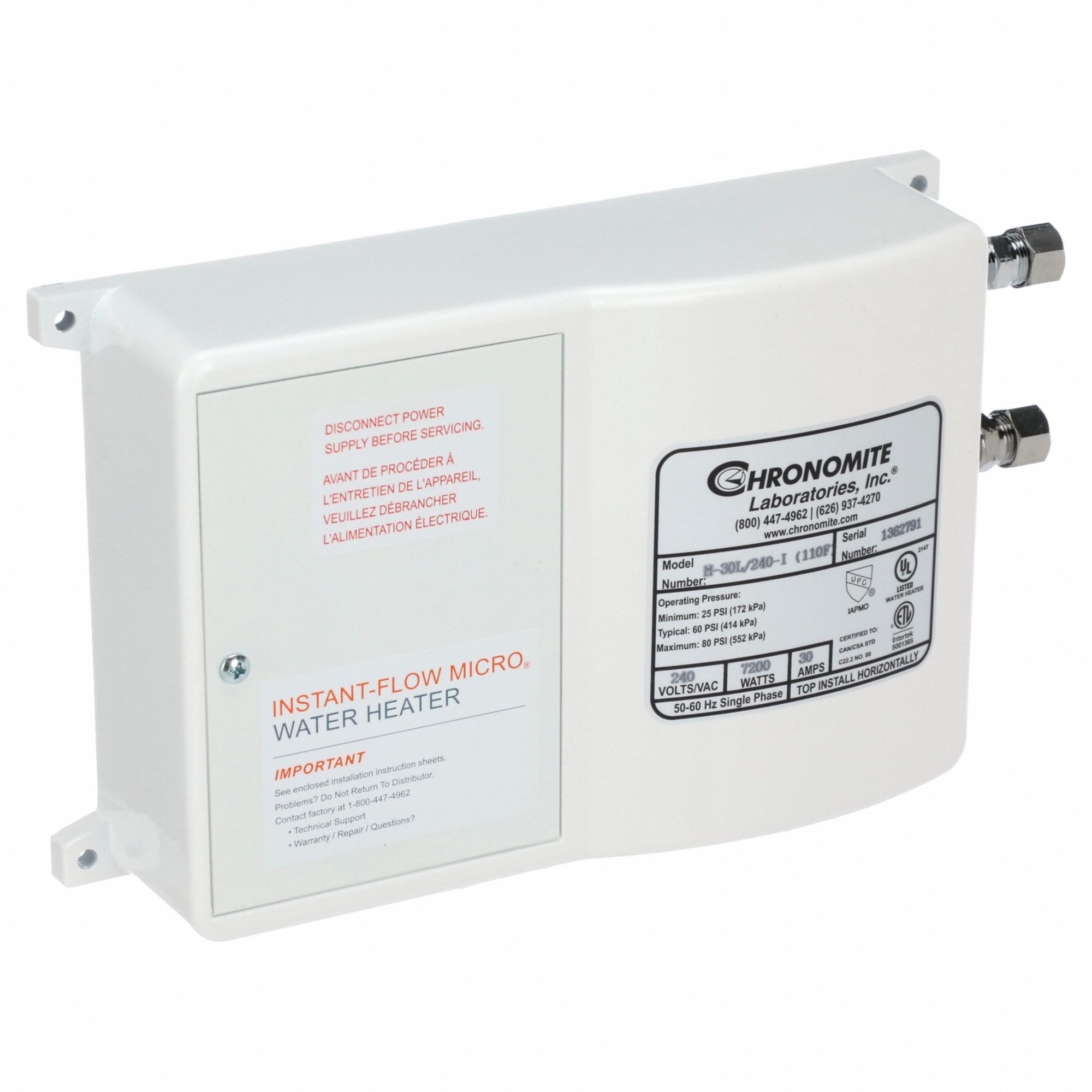 CHRONOMITE LABS, Indoor, 7,200 W, Electric Tankless Water Heater ...