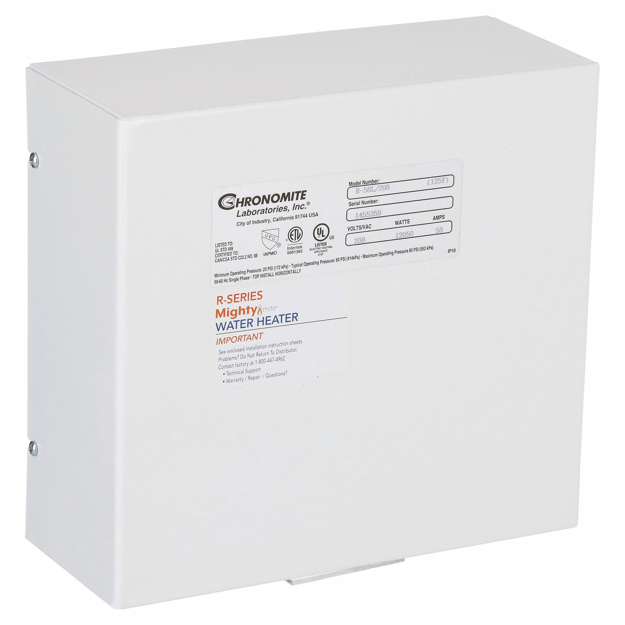 CHRONOMITE LABS, Indoor, 12,050 W, Electric Tankless Water Heater ...