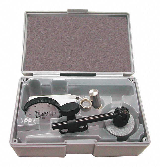 MITUTOYO, 0 in to 0.03 in /0 mm to 0.762 mm, Horizontal, Dial Test ...