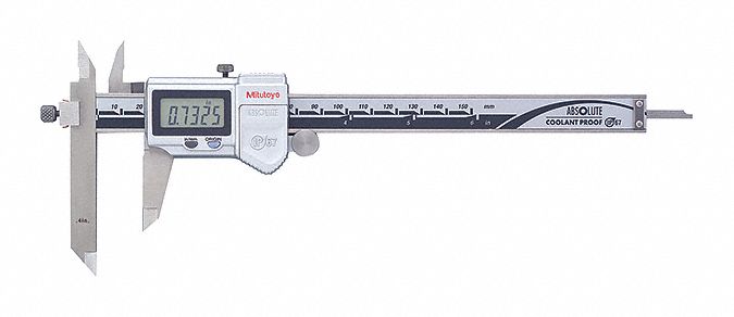 MITUTOYO, 0 in to 6 in /0 mm to 150 mm, Cabled, Adjustable Jaw Digital ...