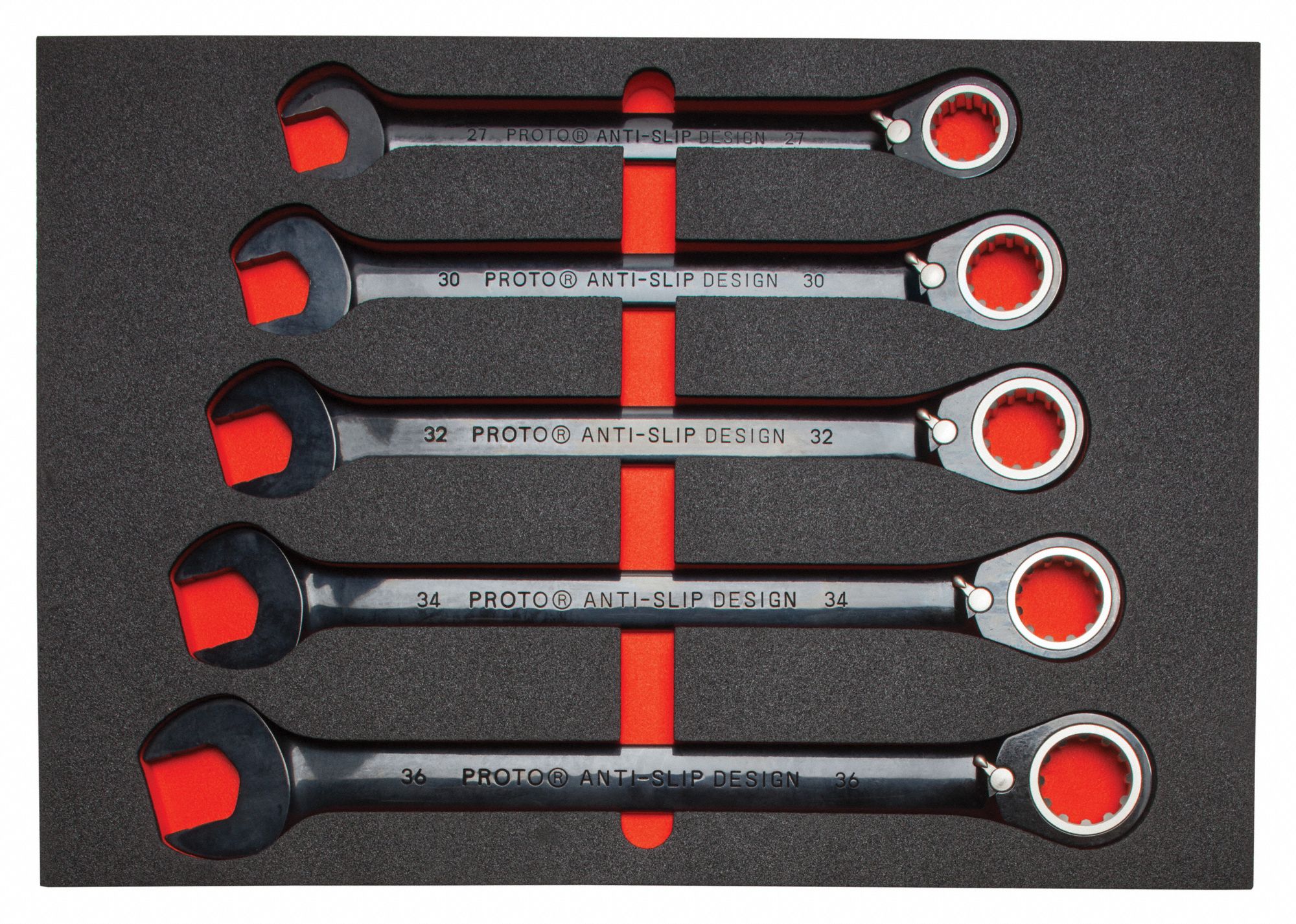 PROTO Combination Wrench Set: Alloy Steel, Black Chrome, 22 Tools, 6 mm ...