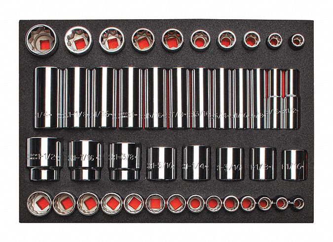PROTO, 1/2 in Drive, 65 Piece, Socket Wrench Set - 54JG32|J54132K ...