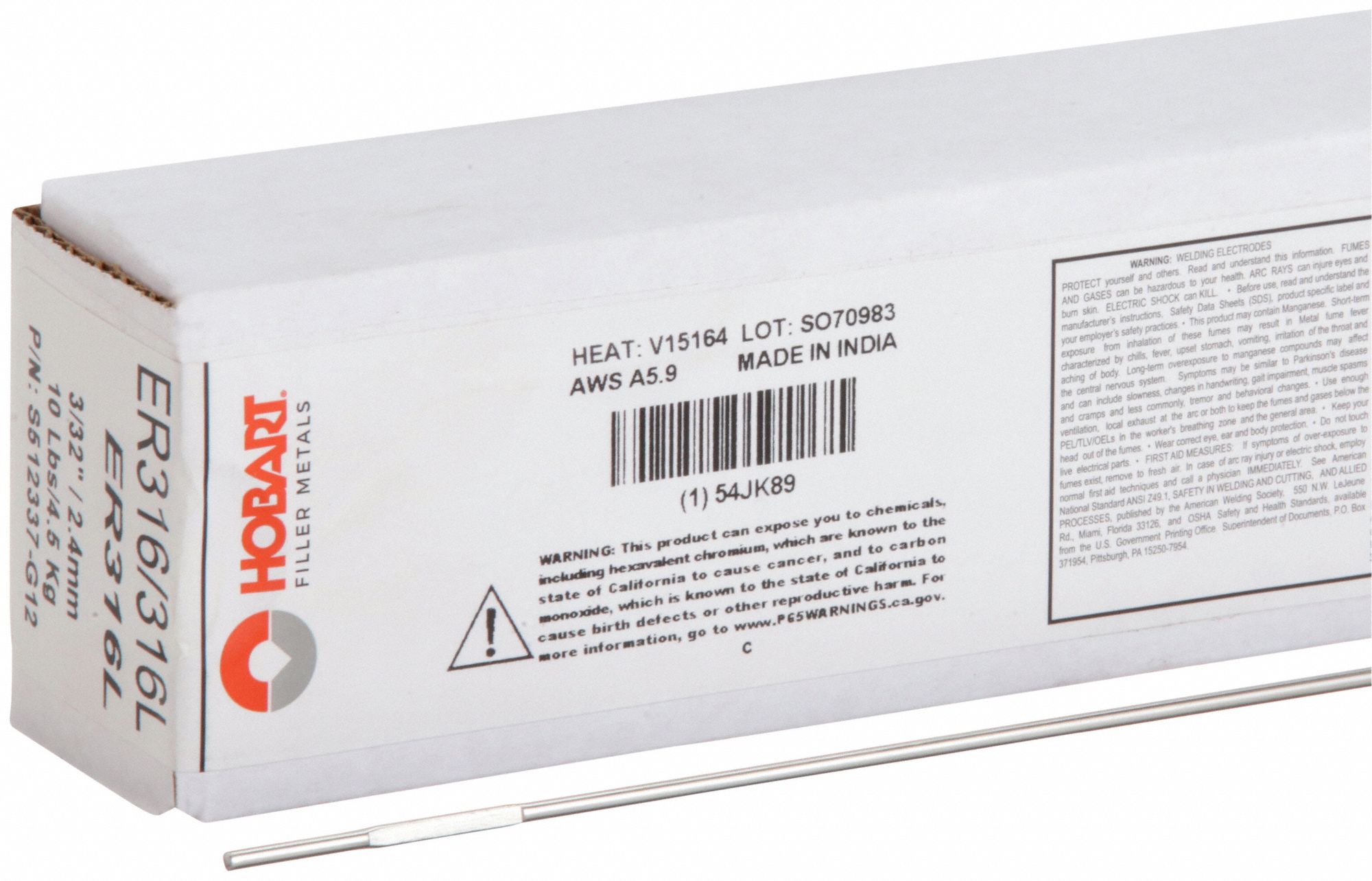 HOBART, Stainless Steel, ER316/316L, TIG Welding Rod - 54JK89|54JK89 ...