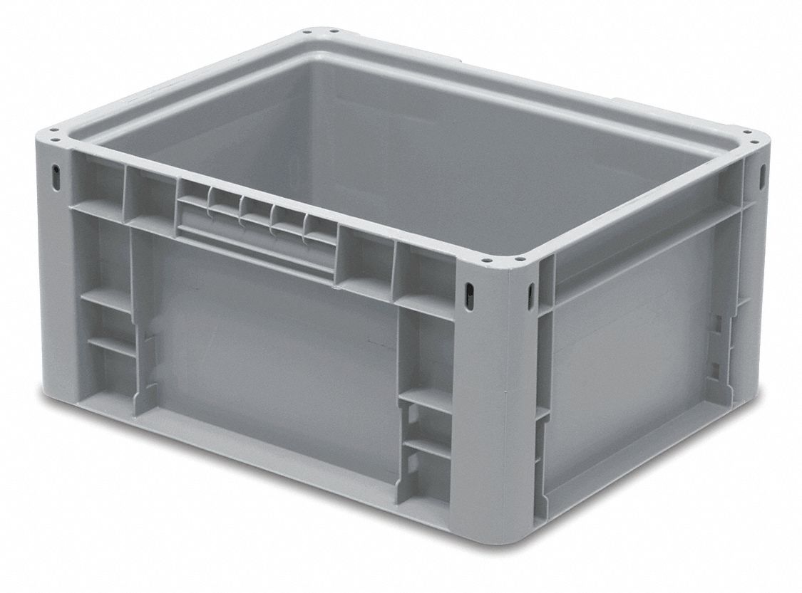 SSI SCHAEFER Straight Wall Container, Gray, 7 1/2 inH x 11 29/32 inL x ...