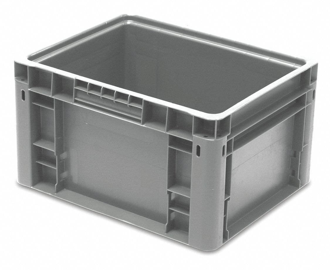 SSI SCHAEFER Straight Wall Container, Gray, 8 45/64 inH x 11 29/32 inL ...
