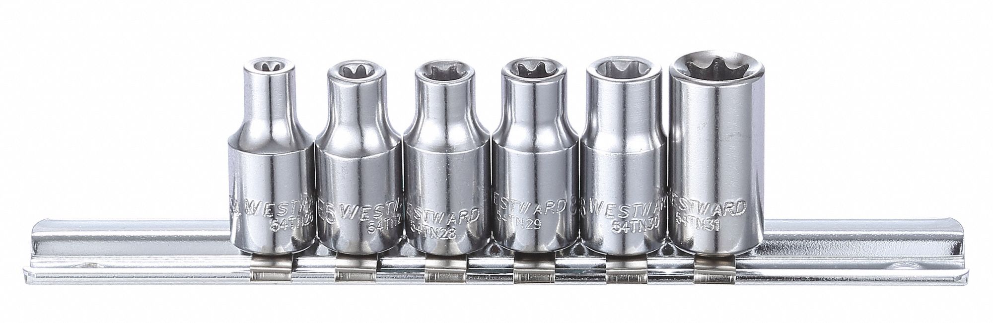 WESTWARD Socket Bit Set: 1/4 in Drive Size, 6 Pieces, E4 to E10 Socket ...