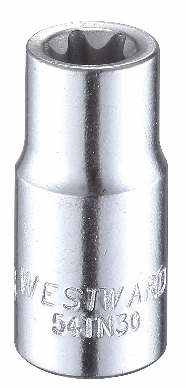 WESTWARD Socket: 1/4 in Drive Size, E8 Socket Size, External Torx, Std ...