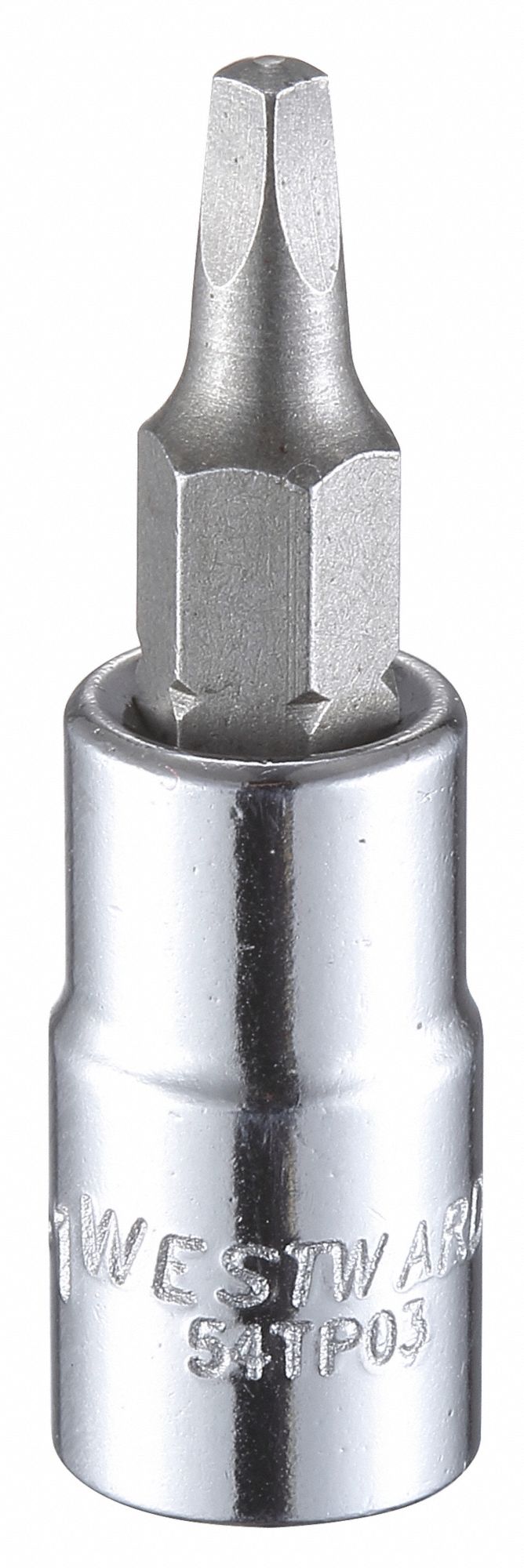 WESTWARD Socket Bit: 1/4 in Drive Size, Square Tip, R1 Tip Size, 1 13/ ...