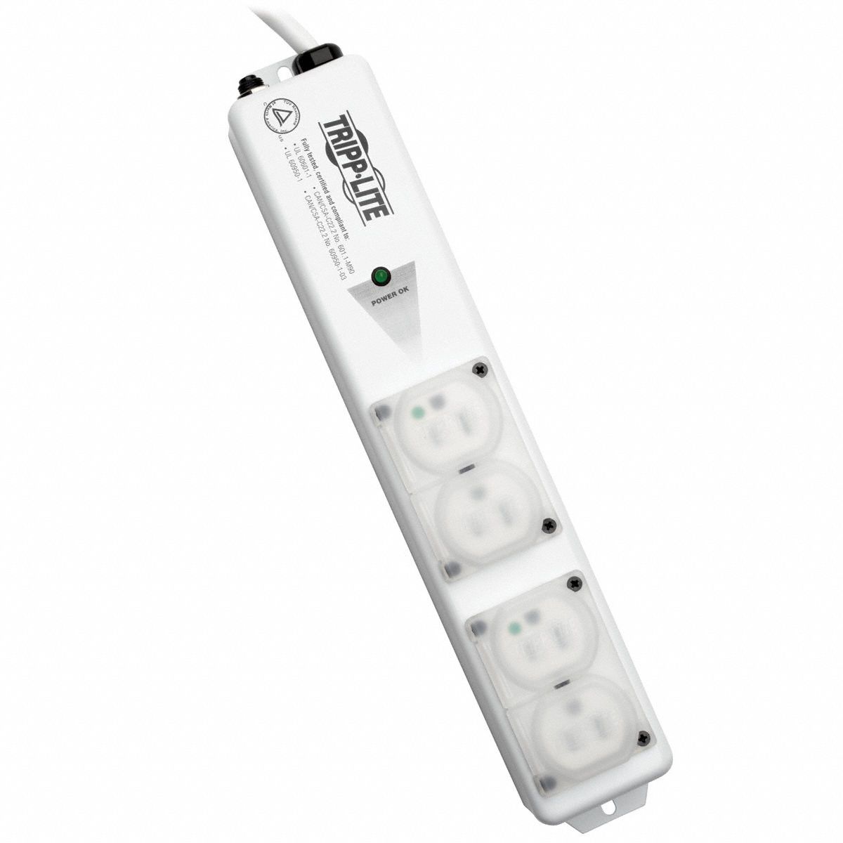 TRIPP LITE Outlet Strip: 4 Outlets, 6 ft Cord Lg, 15 A Max. Amps ...