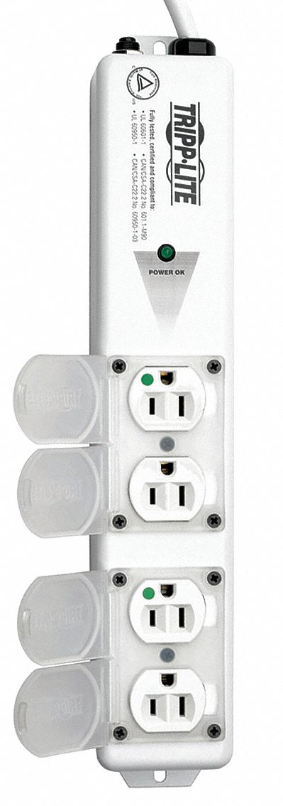TRIPP LITE Outlet Strip: 4 Outlets, 6 ft Cord Lg, 15 A Max. Amps ...