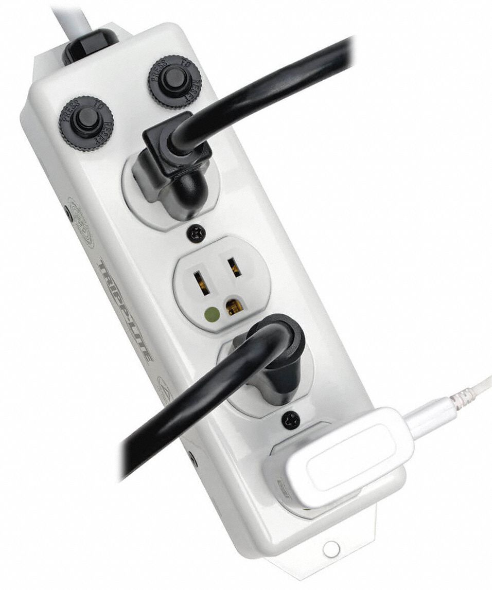 TRIPP LITE Outlet Strip: 4 Outlets, 7 ft Cord Lg, 15 A Max. Amps ...