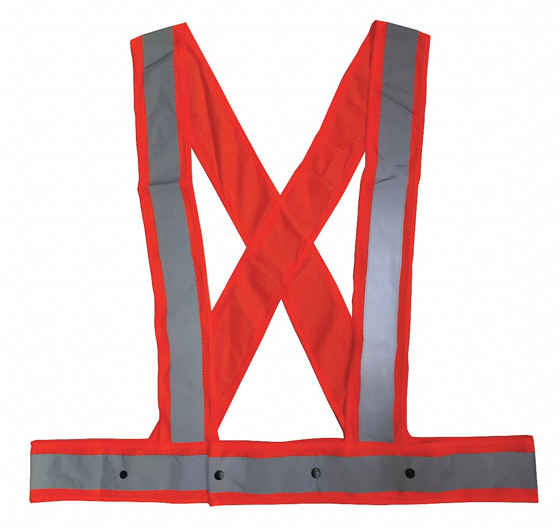 GRAINGER APPROVED Orange/Red, Silver, High Visibility Sash, Unrated ...